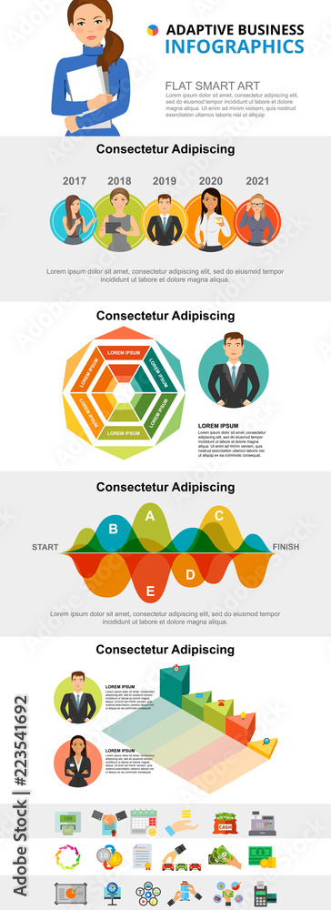 Analytics and startup concept infographic charts set. Business area and ...