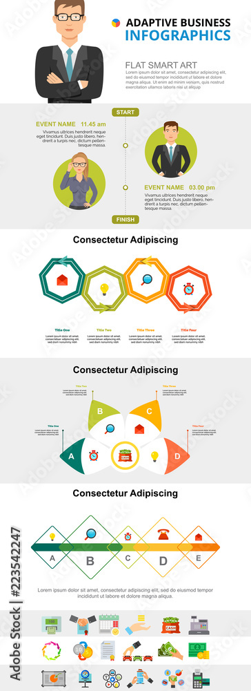 Management and consulting concept infographic charts set. Business ...