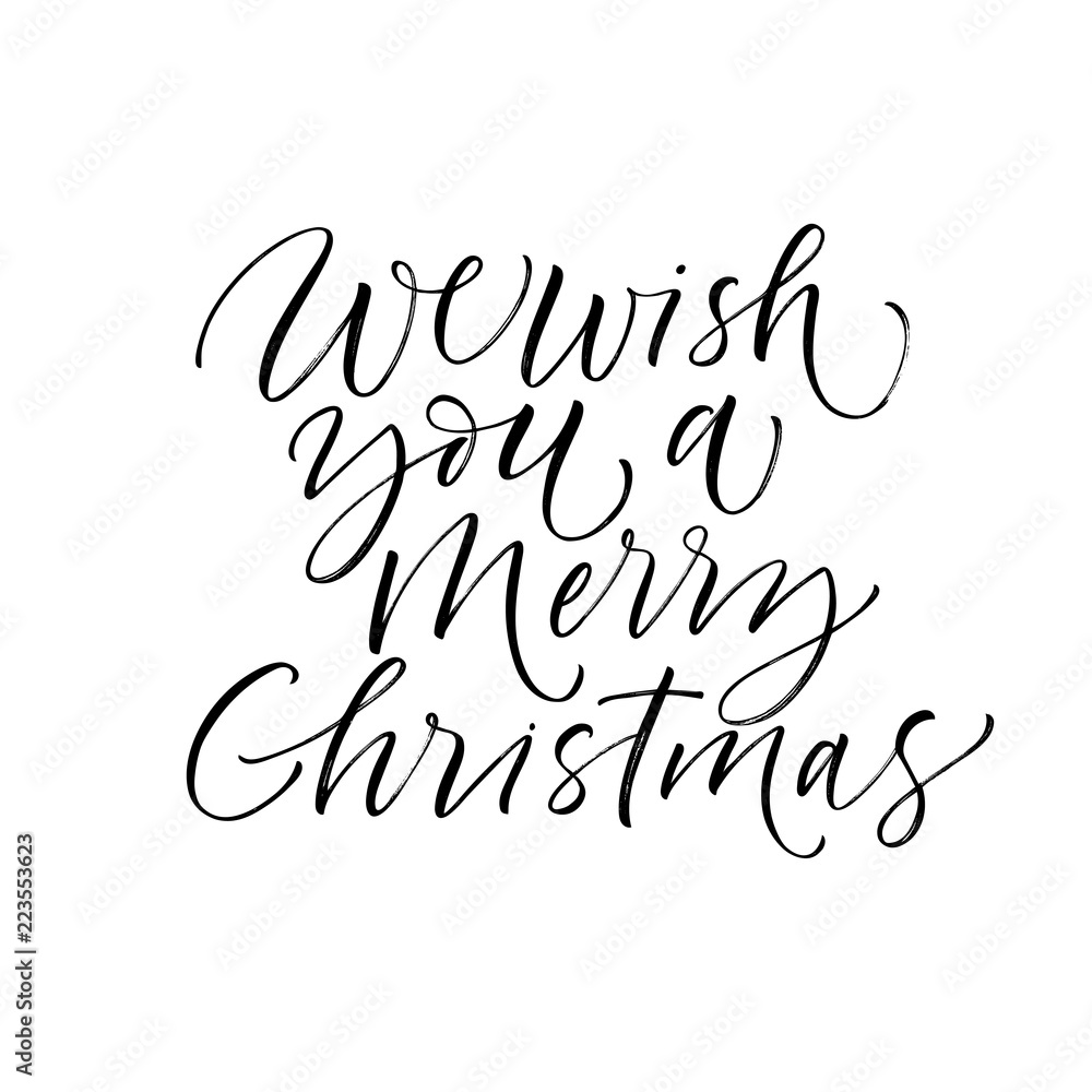 We wish you a Merry Christmas card. Hand drawn brush style modern ...