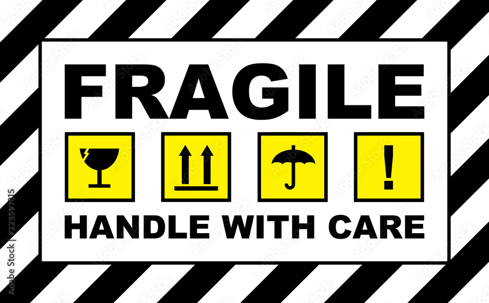fragile sign warning sticker placard Stock Illustration | Adobe Stock