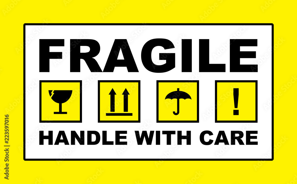fragile warning sign label sticker Stock Illustration | Adobe Stock