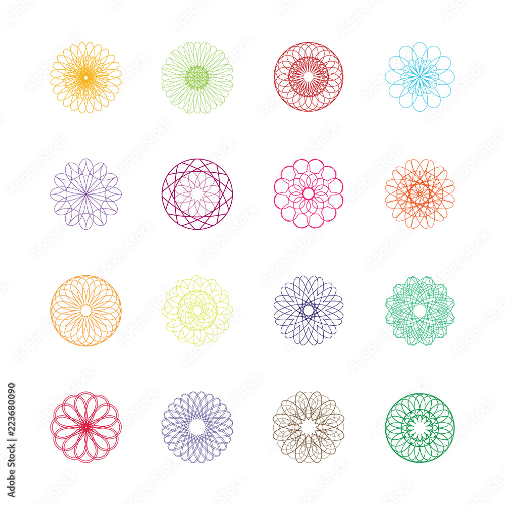 Round symbols set. Vector spirographs Stock Vector | Adobe Stock