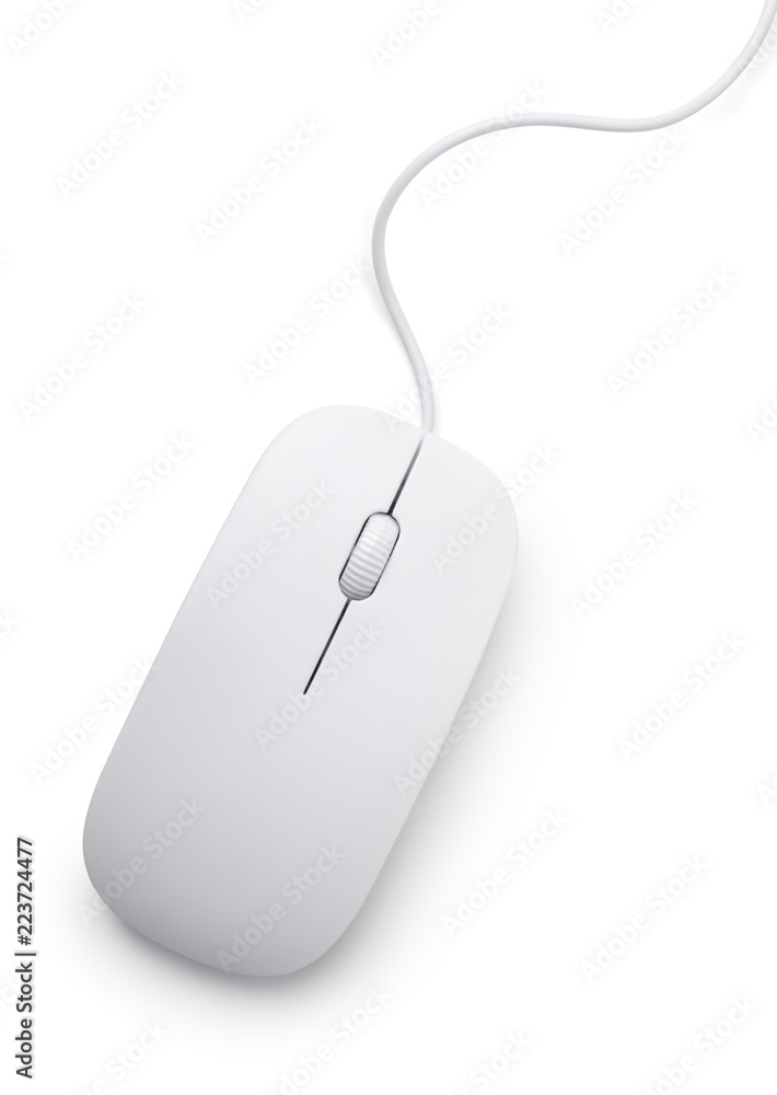 Top view of white computer mouse Stock Photo | Adobe Stock