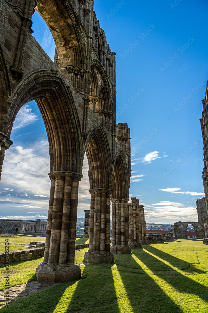 Whitby Abbey North Yorkshire Coast UK. Perched high on a cliff, the ...