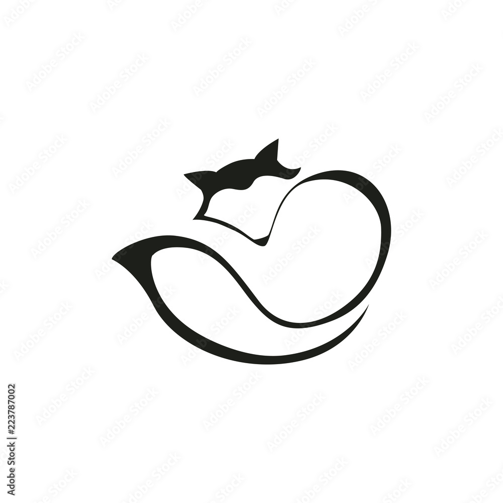 Fox stylized line art design vector. Clean style icon logo illustration ...