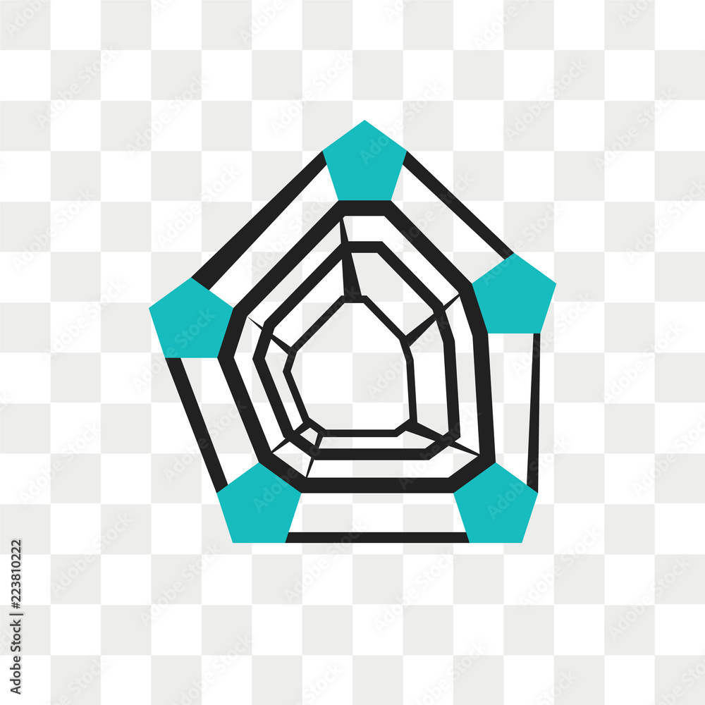 radar chart with pentagon shape vector icon isolated on transparent ...