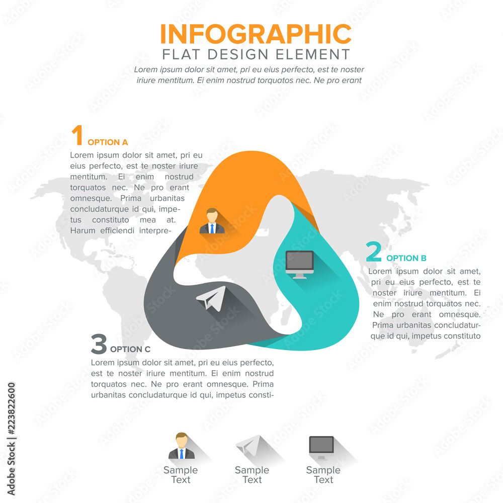 Triangular diagram, chart. Triangle with 3 steps, options, parts Stock ...