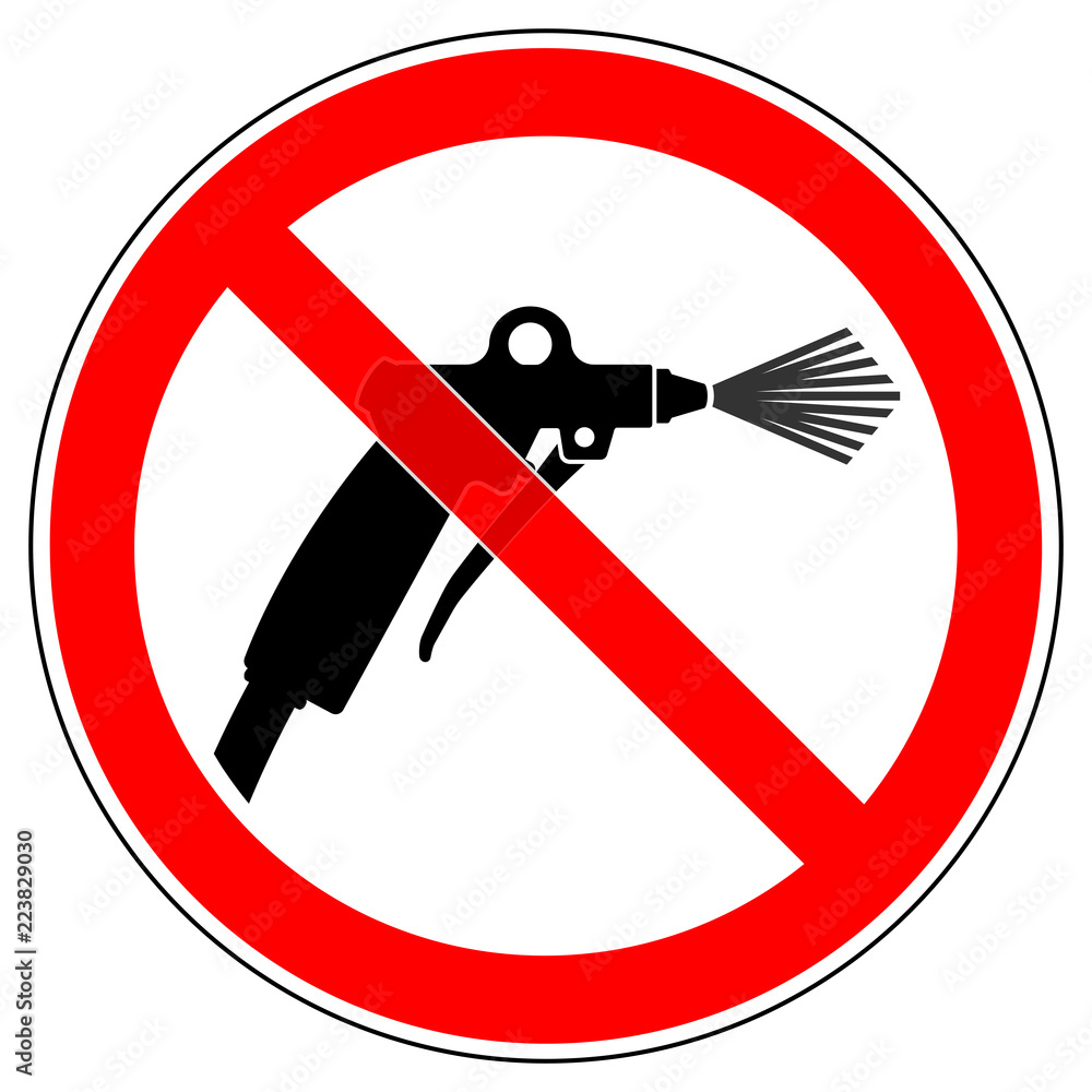 srr456 SignRoundRed - german - Verbotszeichen: Ausblaspistole verboten ...
