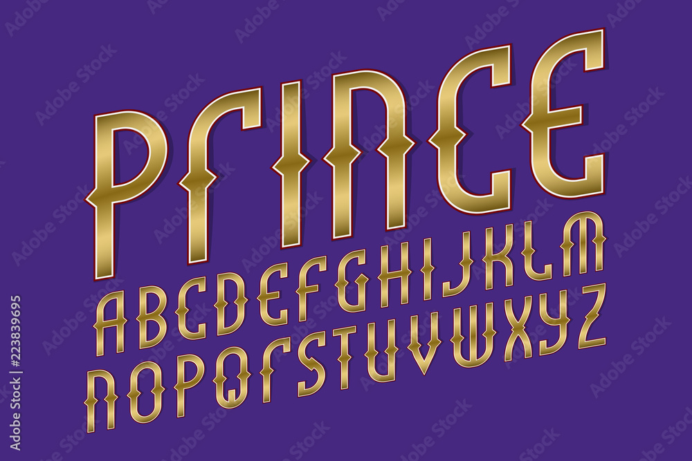Prince alphabet. Gaming stylized font. Isolated english alphabet. Stock ...