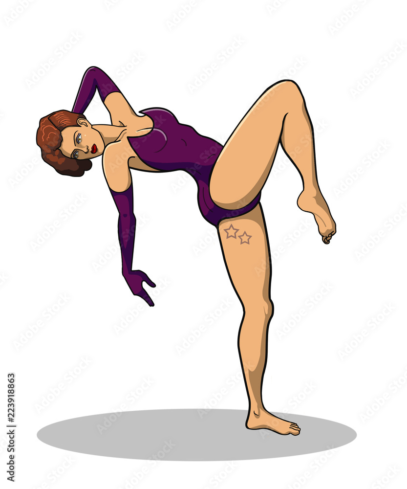 Sexy Pin Up Girl Dancing Illustration Stock Illustration Adobe Stock