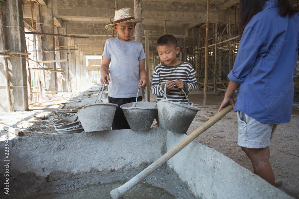 Image blur, Poor children are forced to work construction, Violence ...