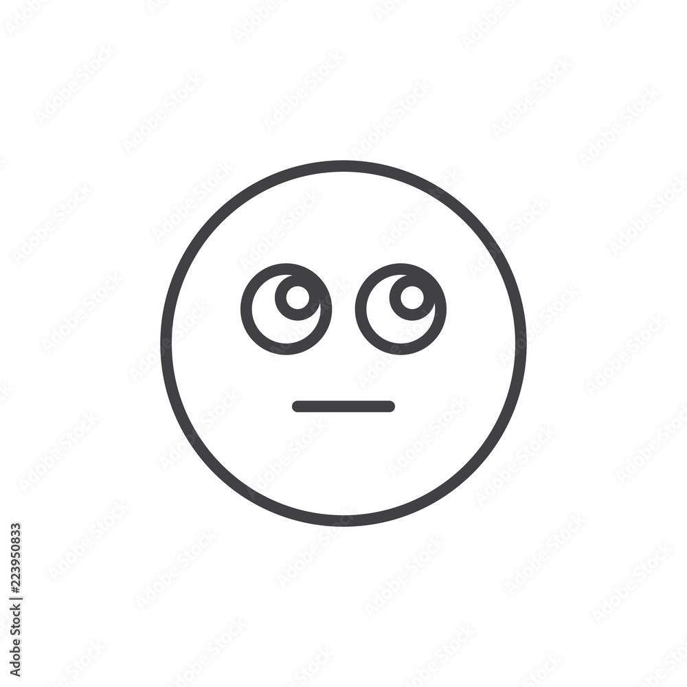 Thinking face emoji outline icon. linear style sign for mobile concept ...