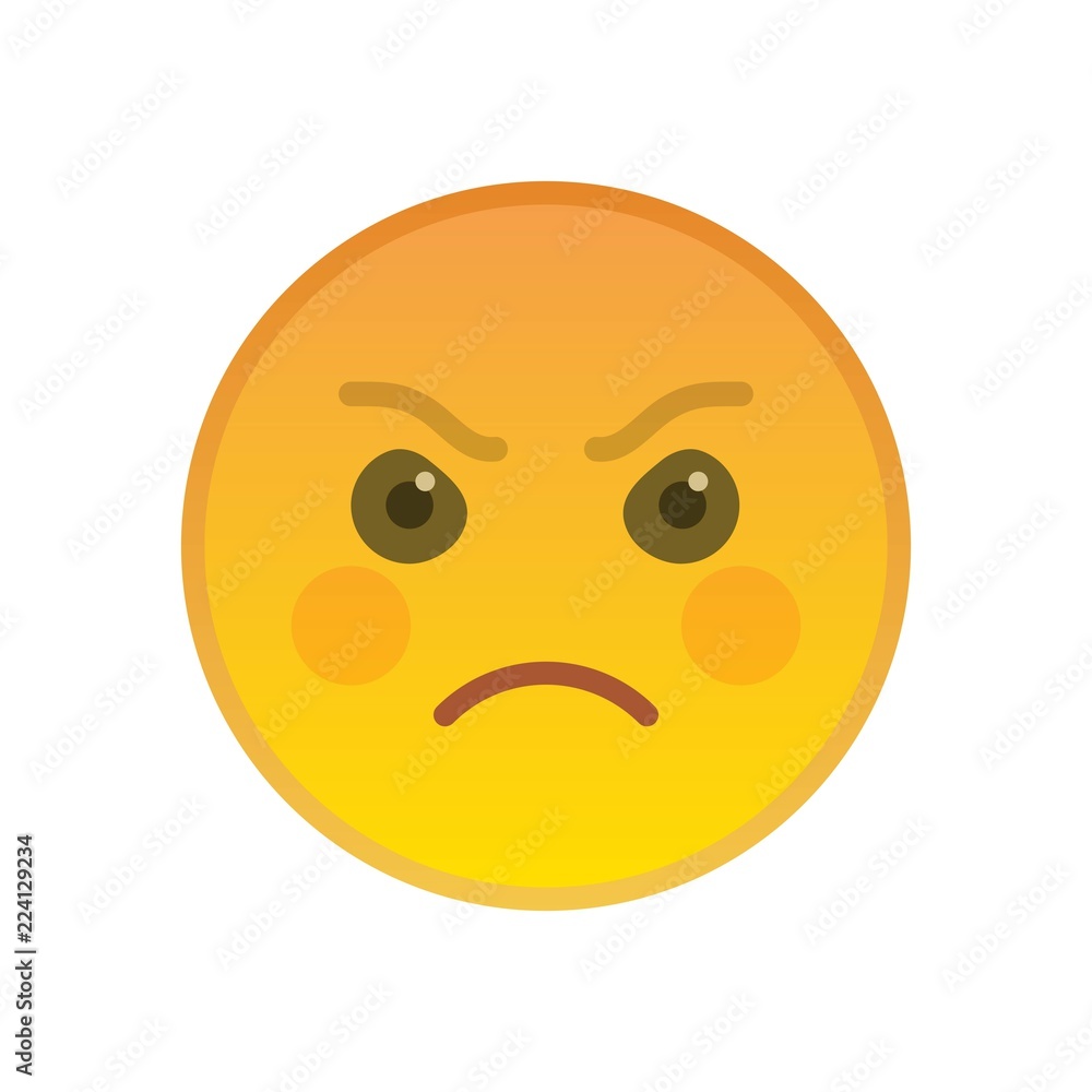 Angry emoticon isolated on white background. Furious yellow emoji ...
