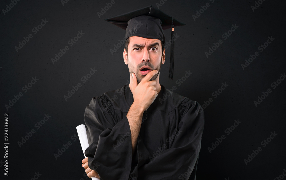 Man on his graduation day University surprised and shocked while ...