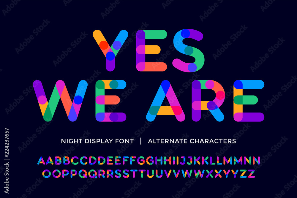 Colorful font. Colorful bright alphabet and font. Emotional bold ...