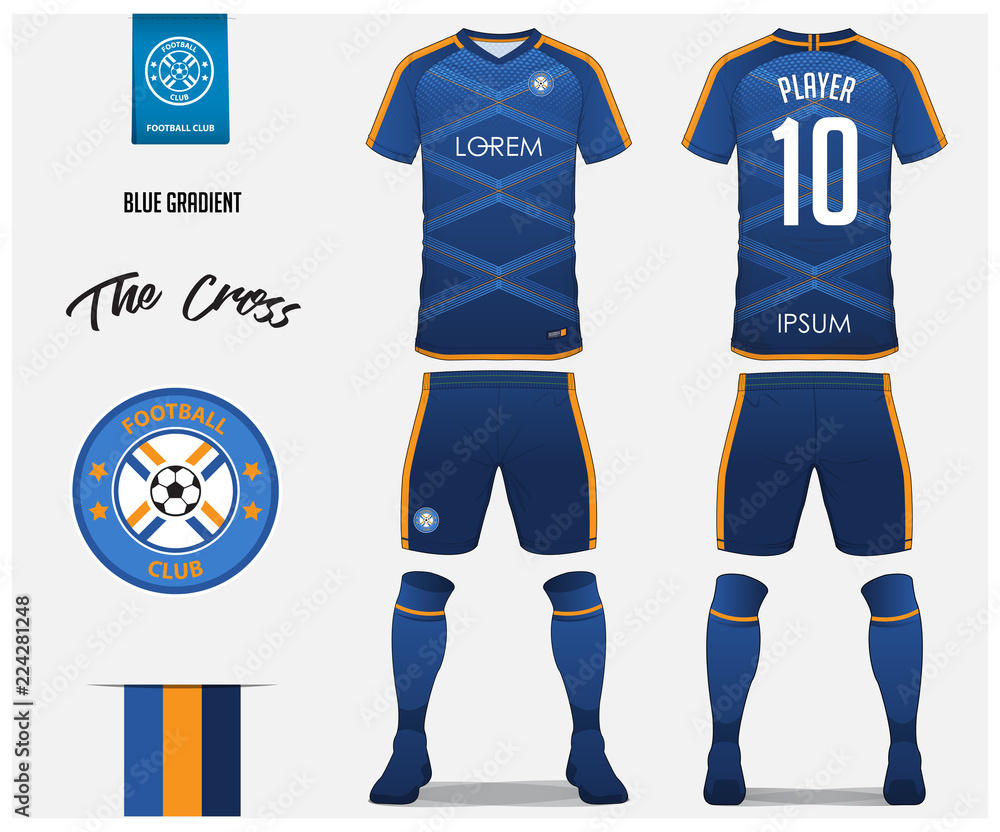 เวกเตอร์ Stock Soccer jersey or football kit template design for ...