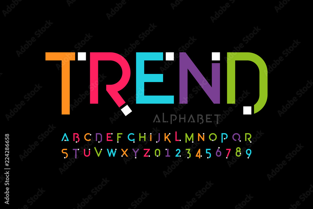 Modern font design, trendy alphabet letters and numbers Stock Vector ...