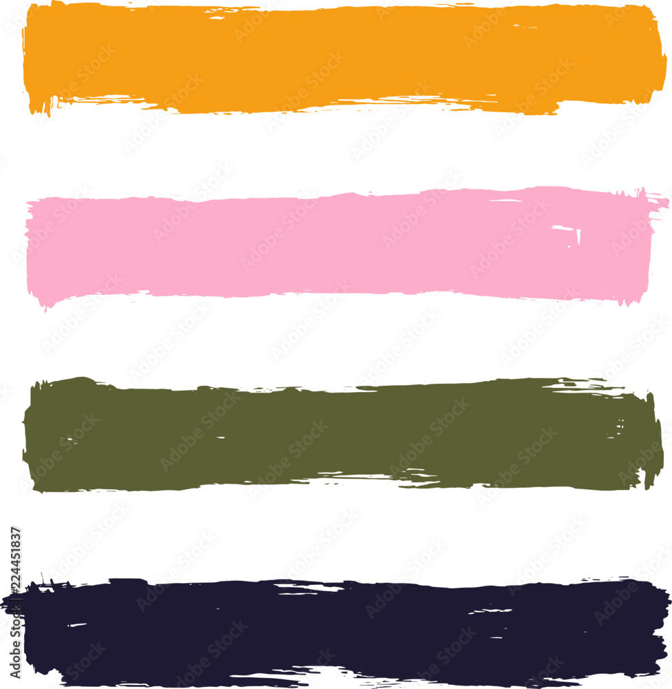 Vector set of hand drawn brush strokes in rectangular shape for ...