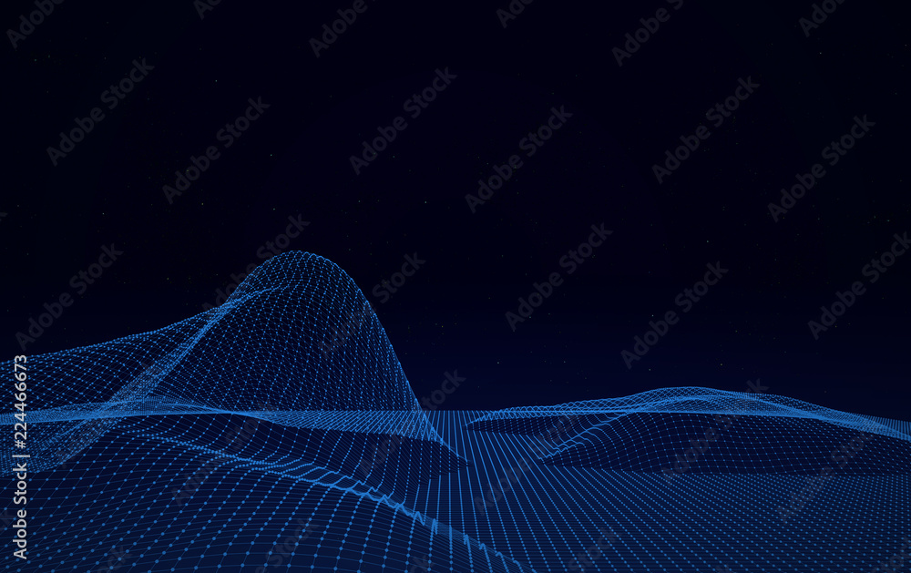 Big Data Network Visualization Concept Digital Music Industry Abstract Science Vector