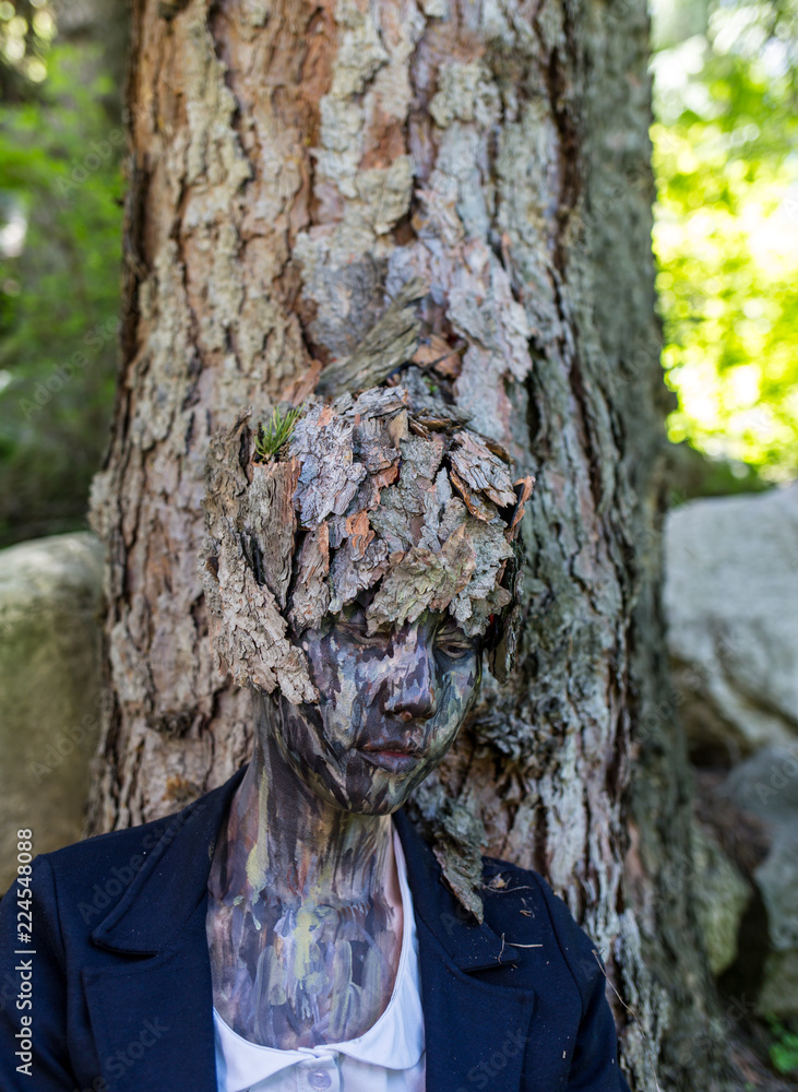Girl Office worker in a business suit, outdoors with a makeup on her ...