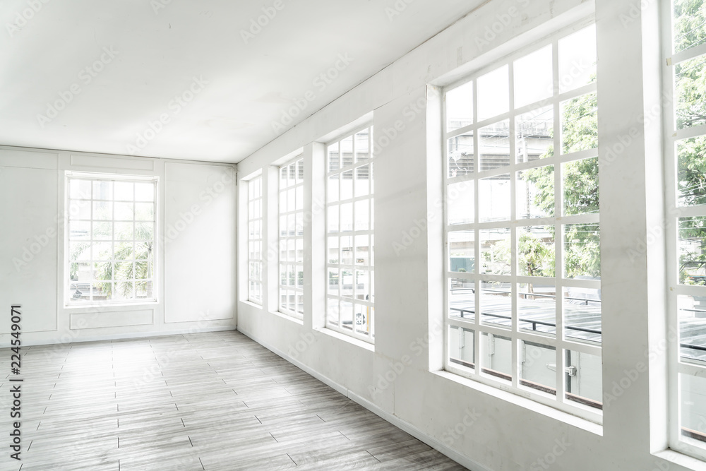 empty room with glass window Stock Photo | Adobe Stock