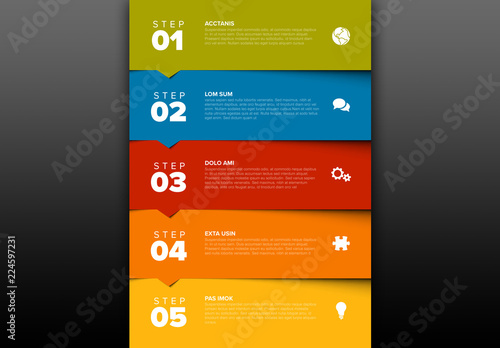 5 Step Color Block Infographic Layout Stock Template | Adobe Stock