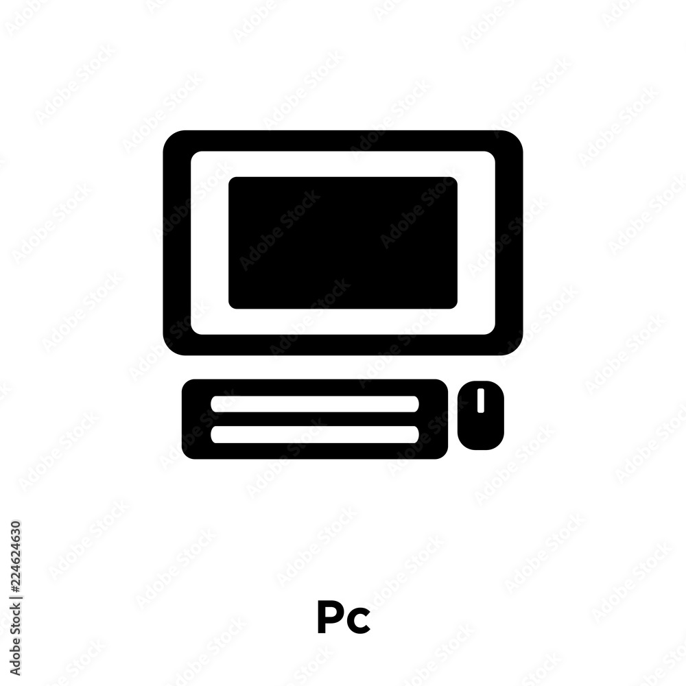 pc icon vector isolated on white background, logo concept of pc sign on ...
