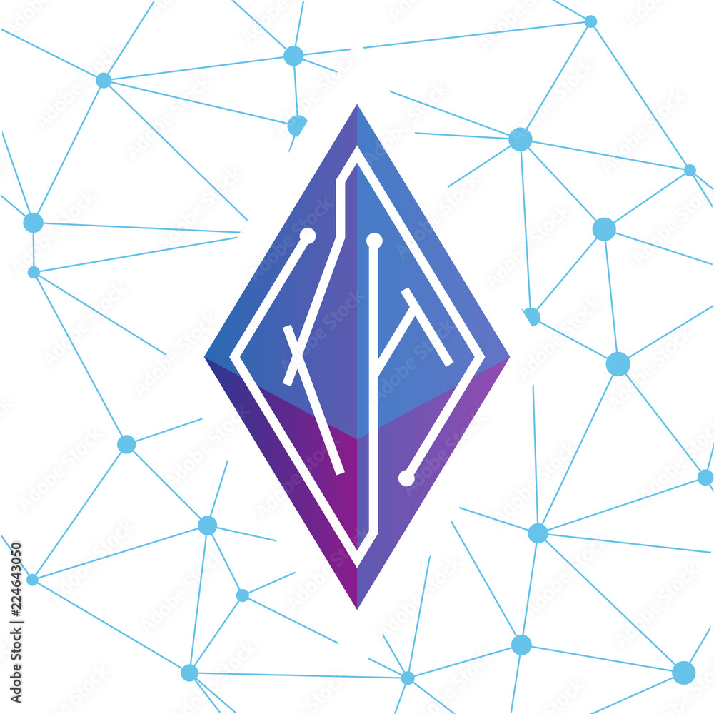 X H Initial letter block chain logo icon vector template. Looping mono ...