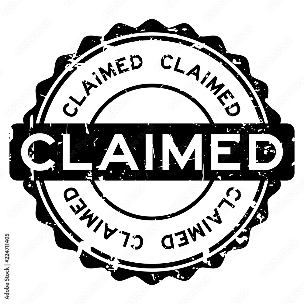 Grunge black claimed word round rubber seal stamp on white background ...