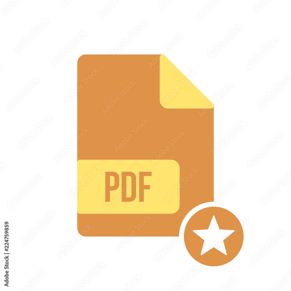 PDF document icon, pdf extension, file format icon with star sign. PDF ...