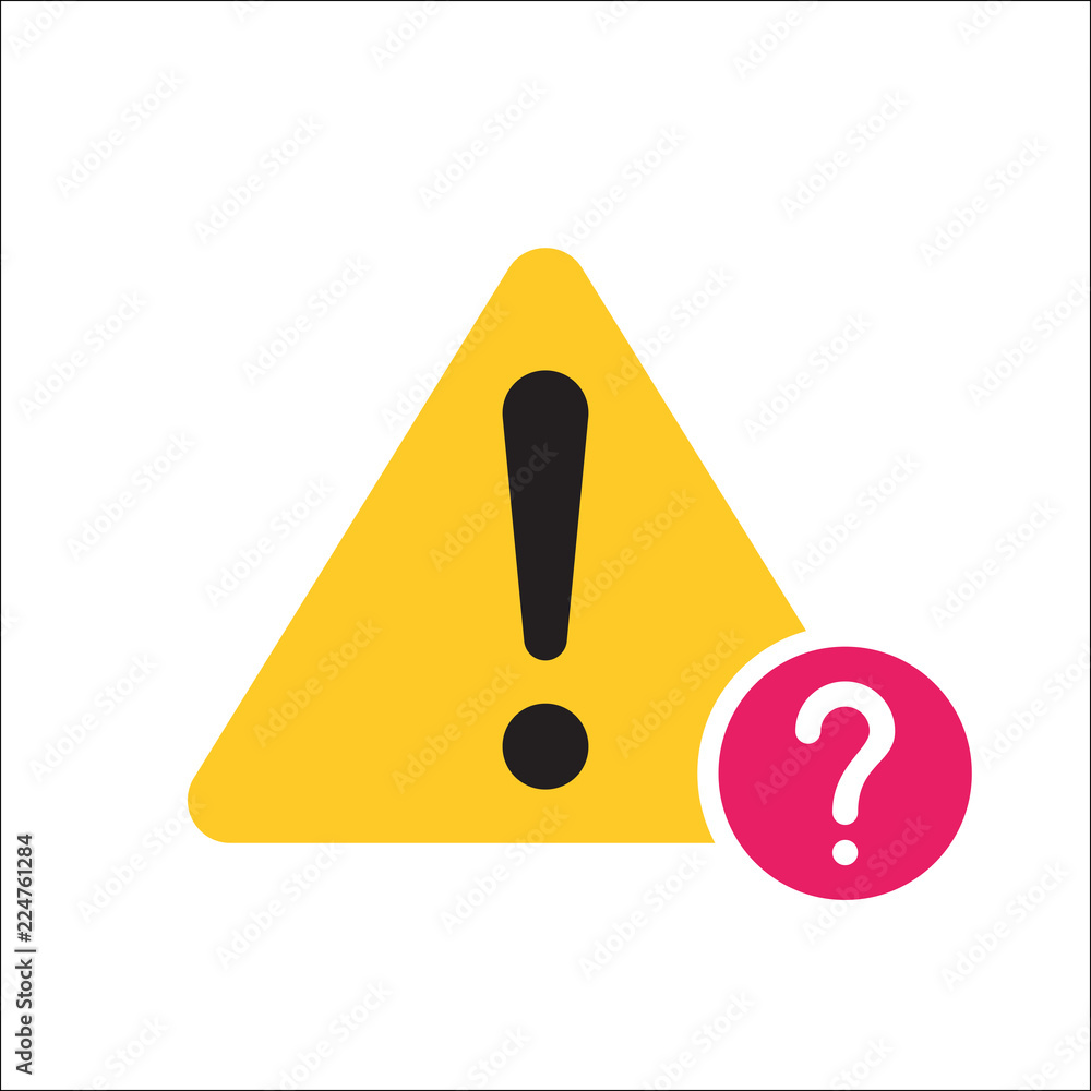 Warning triangle icon, Error, alert, problem, failure icon with question mark. Warning triangle ...
