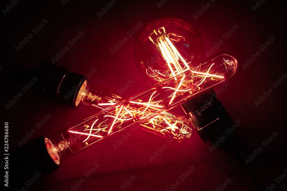 Bulbs. The light flashes, an electrical short circuit. 4K, UHD, 50p ...