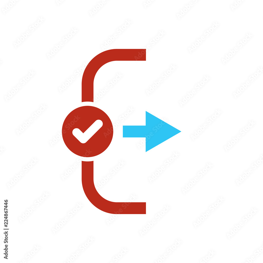 Vector de Stock Exit icon, Logout and output icon with check sign. Exit ...
