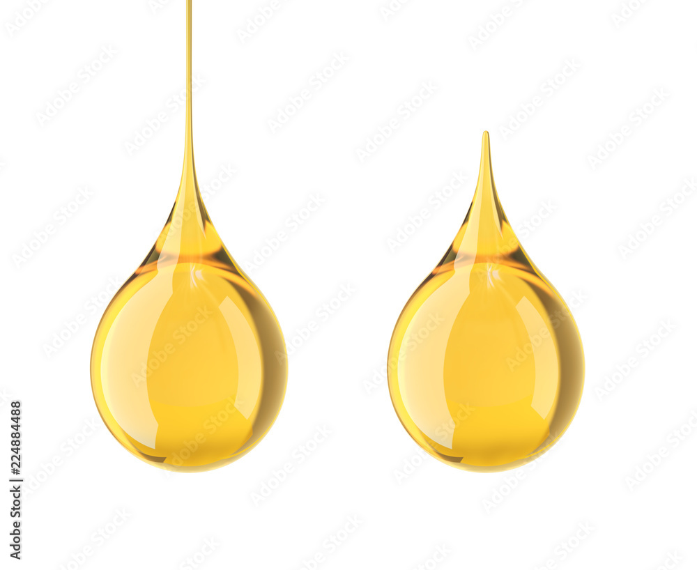 Oil drop isolated on white background, golden yellow liquid or Engine ...