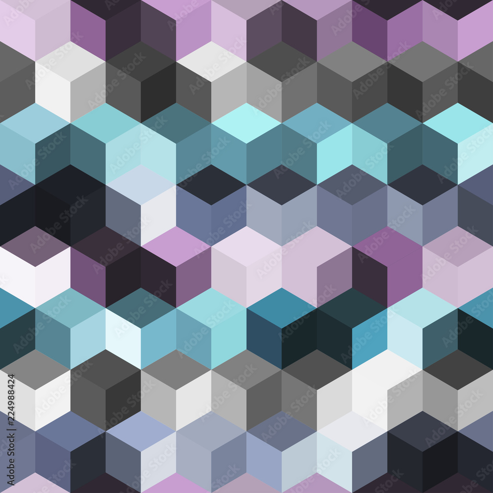 Hexagon grid seamless vector background. Bright polygons with bauhaus corners geometric graphic ...