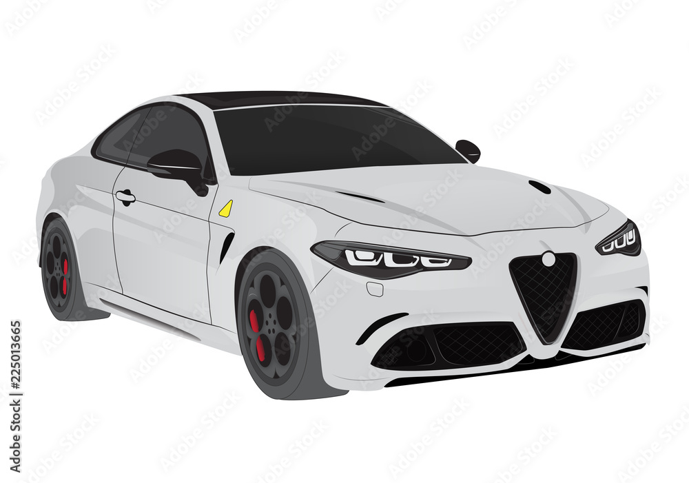 Supercar sport white italian veicle, vector car draw Stock Vector ...
