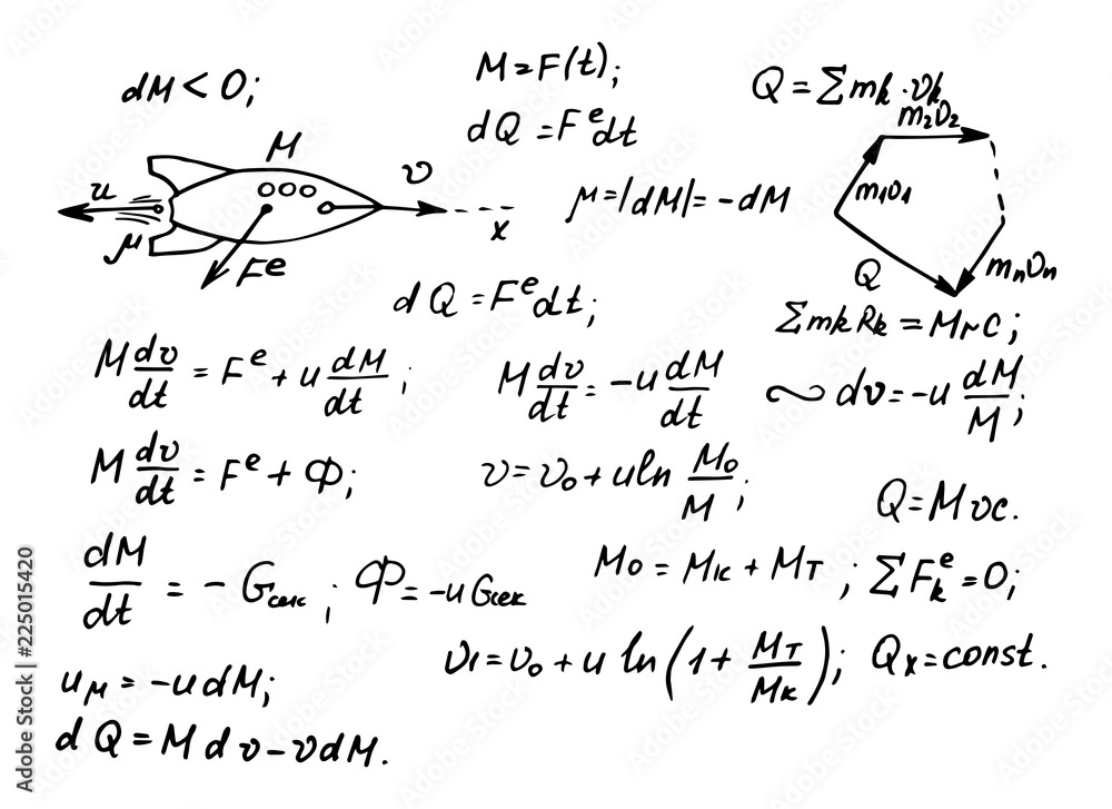The calculation of the trajectory of a missile. Physical equations and ...