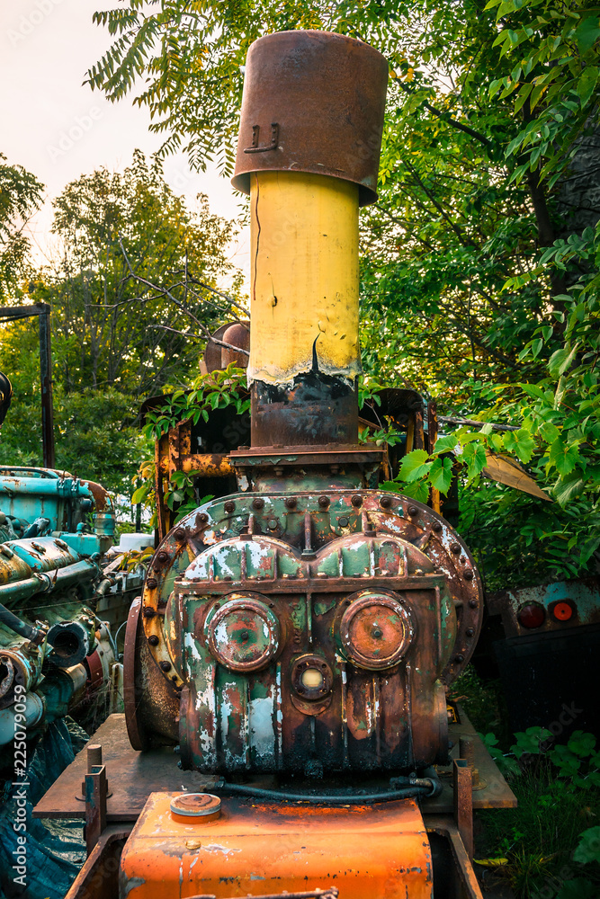 Artistic inspirational find at a abandoned roadside field, rusted steam ...