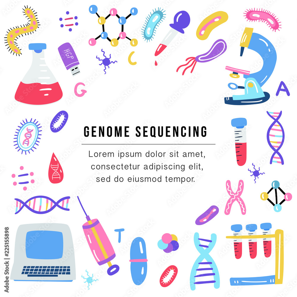 Hand drawn genome sequencing concept. Human dna research technology ...