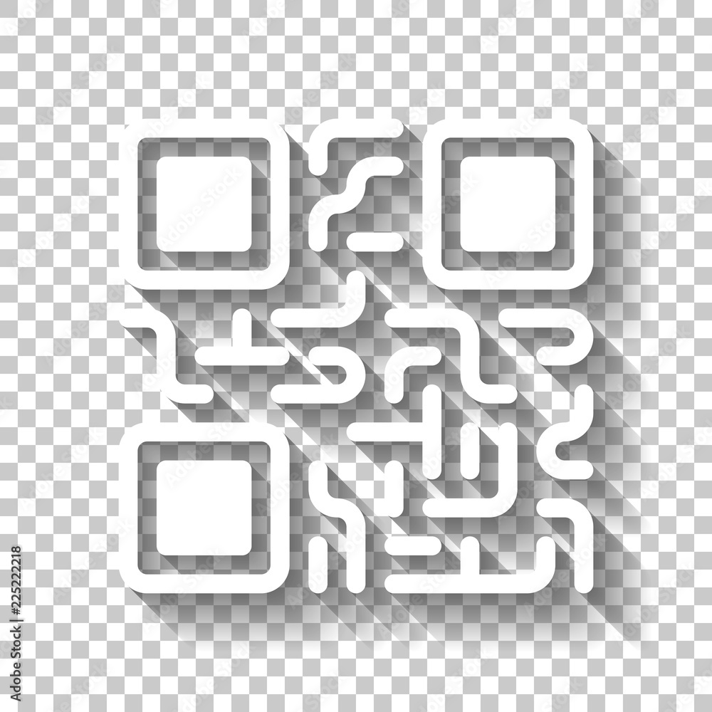 Stock-Vektorgrafik „QR code. Technology icon. White icon with shadow on ...