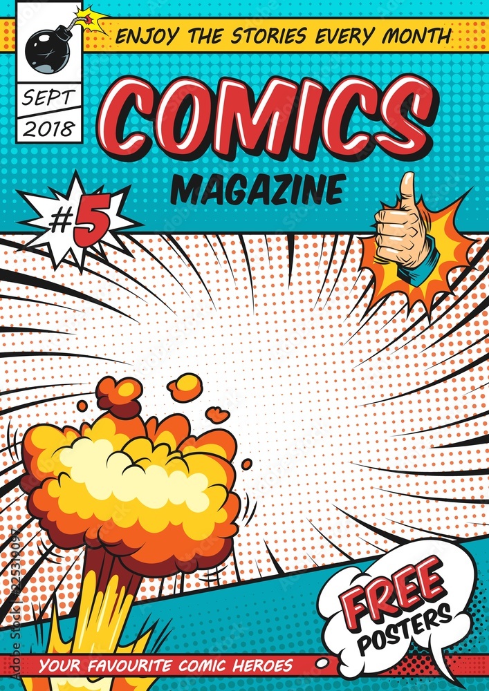 Comics poster design template Stock Vector | Adobe Stock
