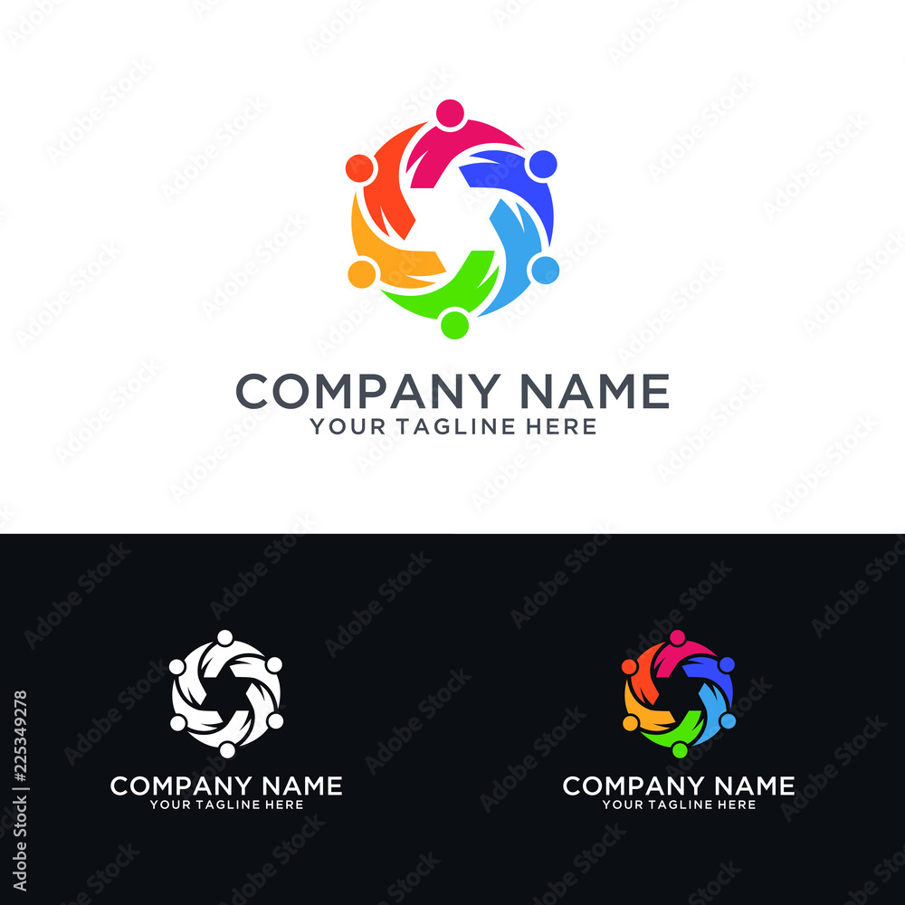 Teamwork group logo design Stock Vector | Adobe Stock