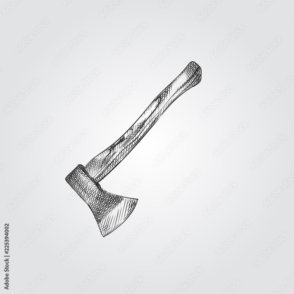 Hand Drawn Ax Sketch Symbol isolated on white background. Vector ...