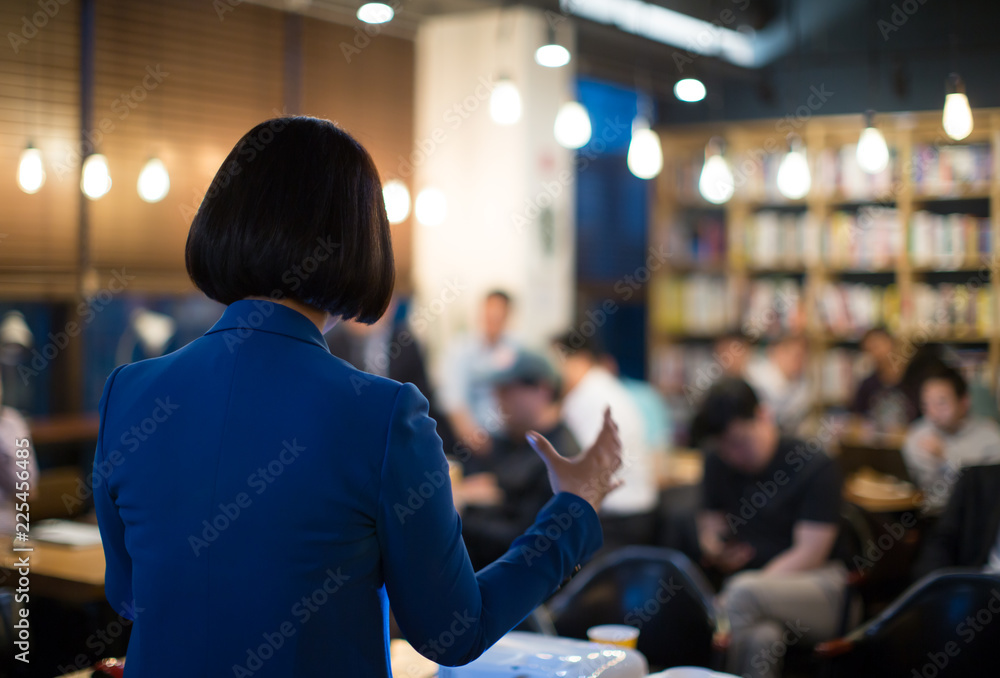 Presenter Giving Presentation at Conference with Investors and MBA ...