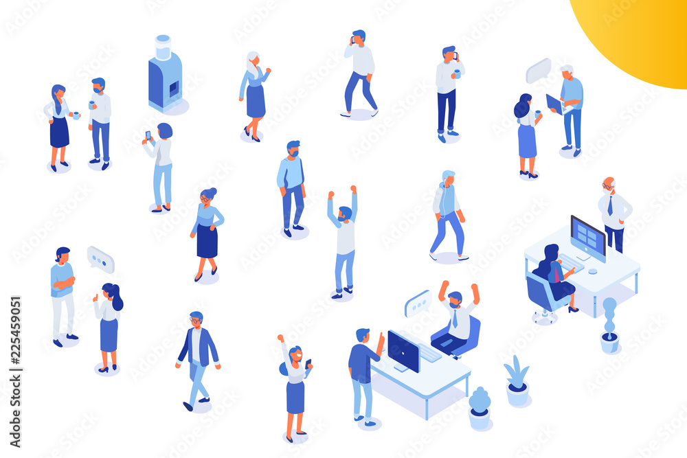 Isomeric office people vector set. Office life. Flat vector characters ...