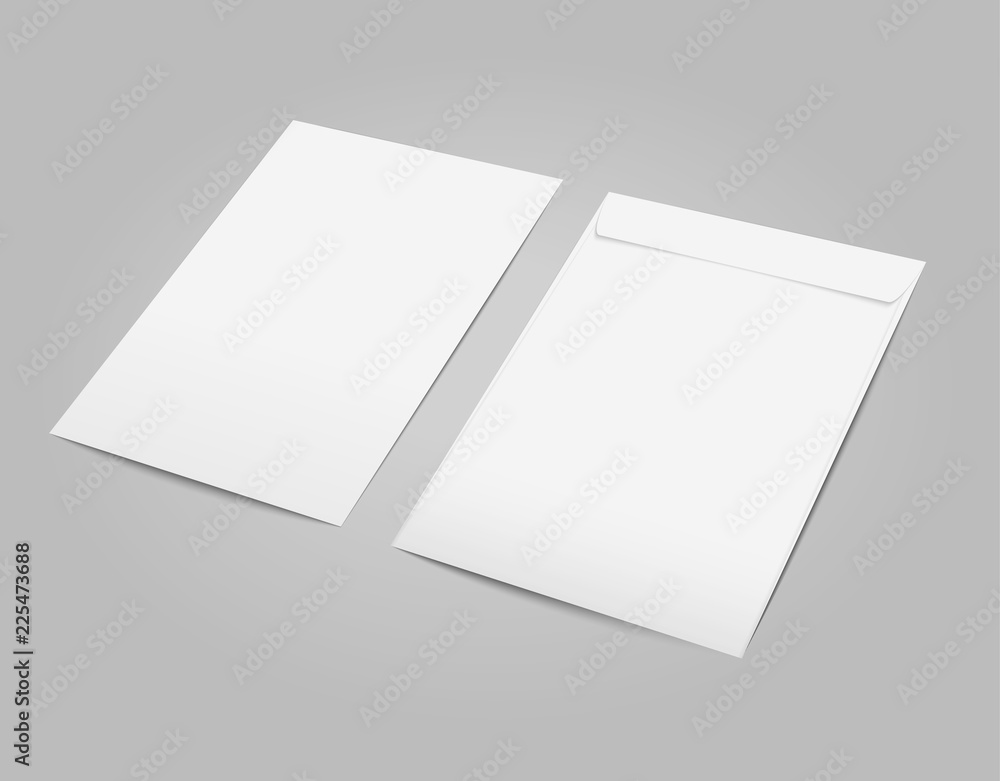 Vector white blank C4 envelope with transparent background in ...