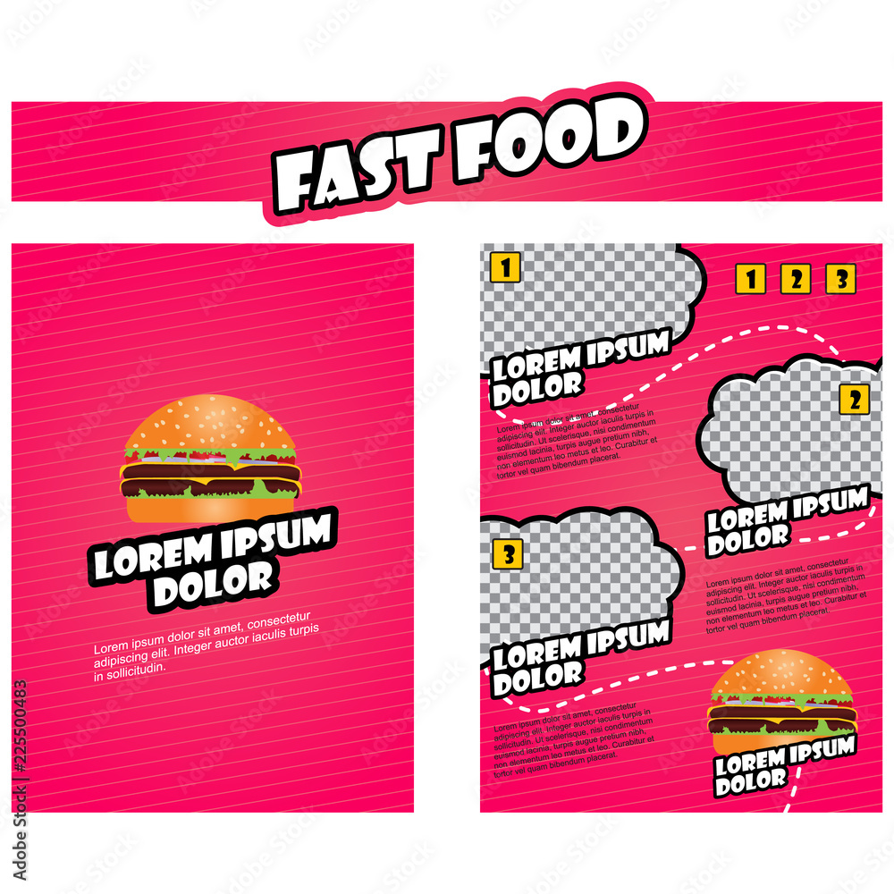 Fast food menu design template in A4 size. Brochure and Layout Design ...