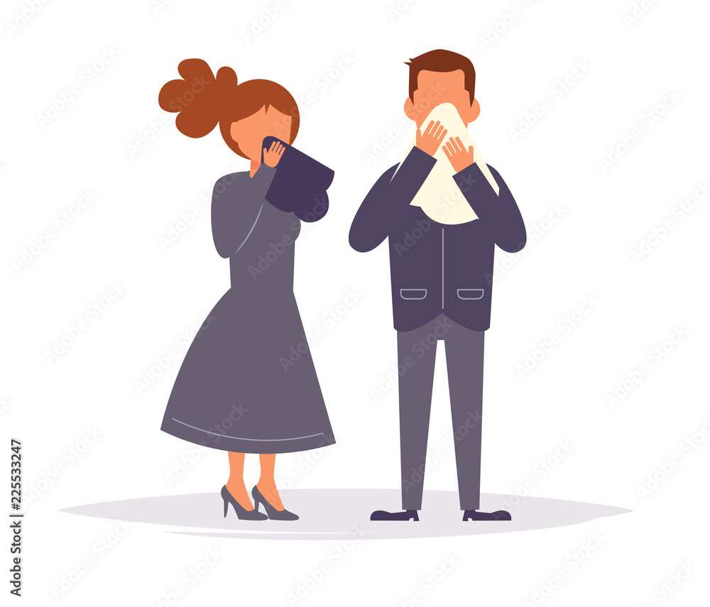 Mourning. Funeral. People are crying Vector. Cartoon. Isolated art ...