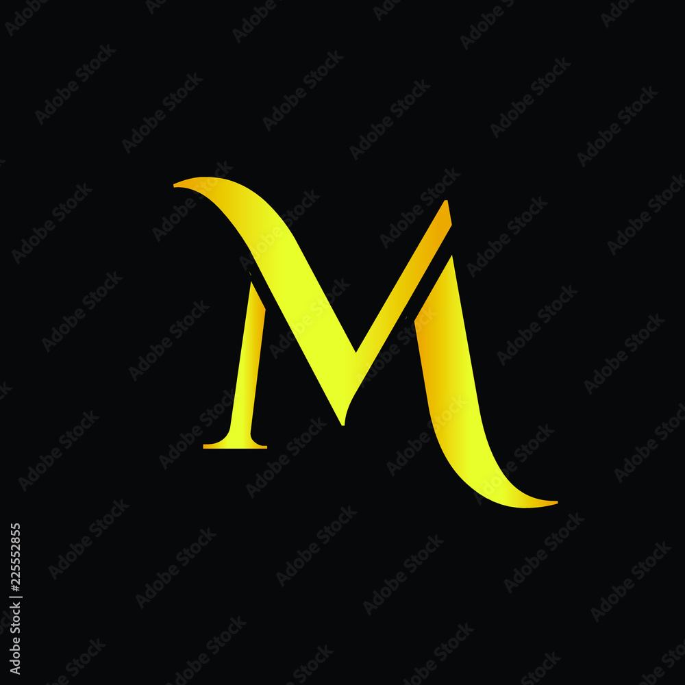 Initial Solid Letter MV or VM Logo Design Using Letters M V in Gold and ...