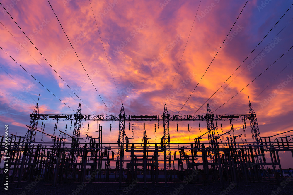 115 kV Main and transfer bus Sub station. Stock Photo | Adobe Stock